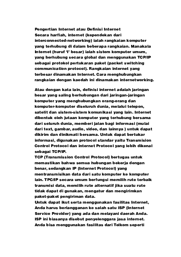(DOC) Pengertian Internet atau Definisi Internet