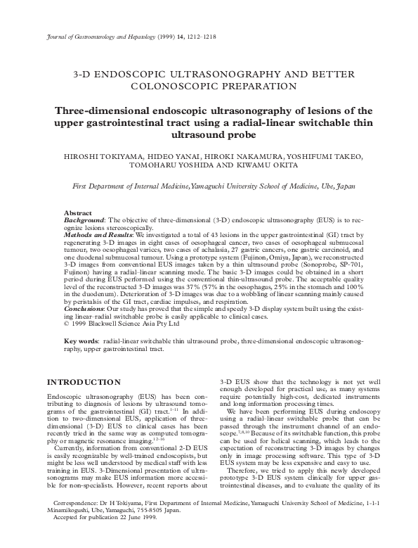 (PDF) Three-dimensional endoscopic ultrasonography of lesions of the ...