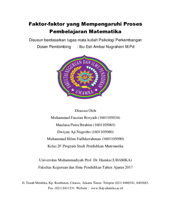 (DOC) FAKTOR YANG MEMPENGARUHI ANAK BELAJAR