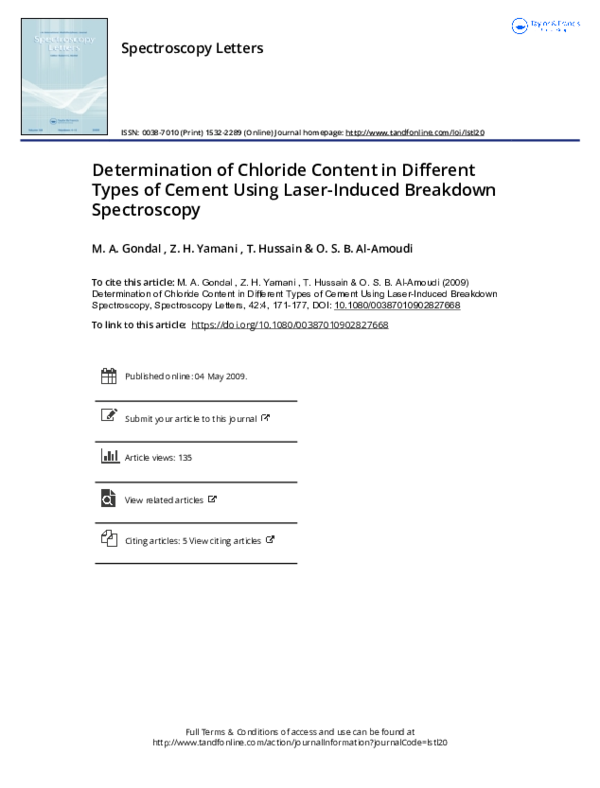 (PDF) Spectroscopy Letters Determination of Chloride Content in ...