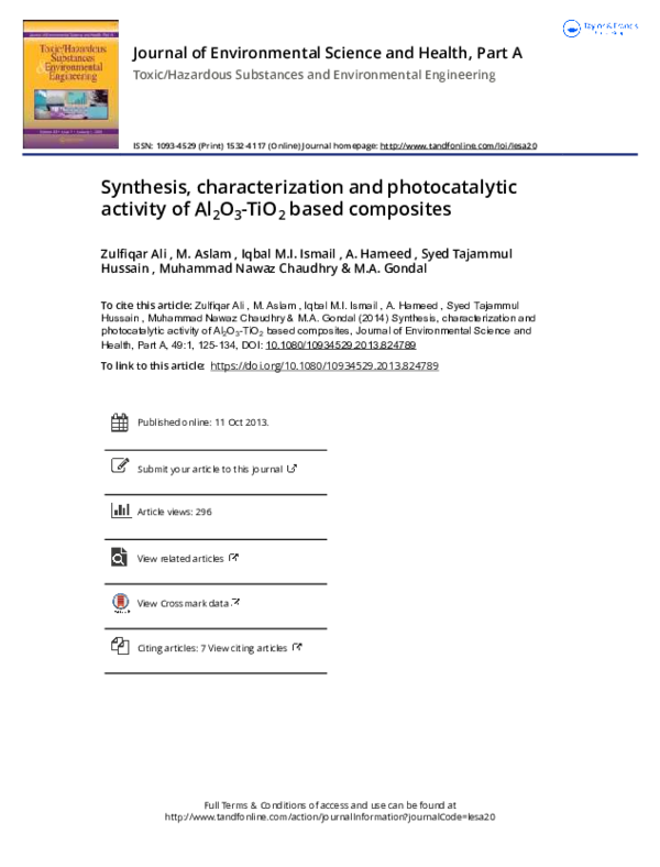 (PDF) Synthesis, characterization and photocatalytic activity of Al2O3 ...