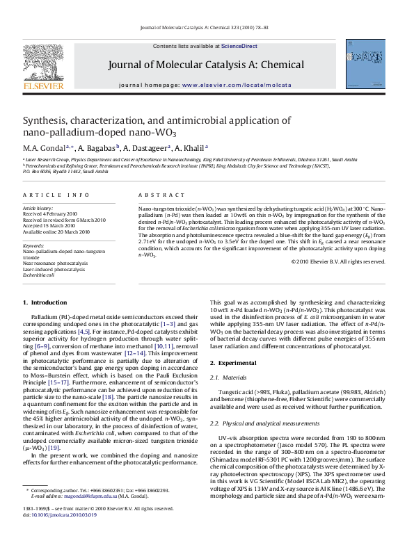 (PDF) Synthesis, characterization, and antimicrobial application of nano-palladium-doped nano-WO3