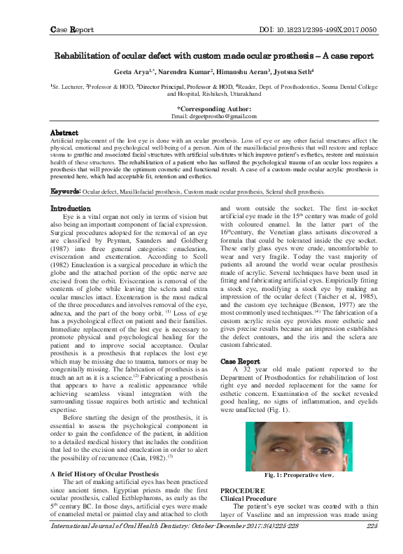 (PDF) Rehabilitation of ocular defect with custom made ocular ...