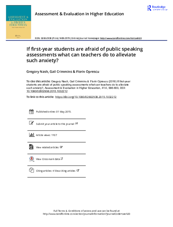 (PDF) Assessment & Evaluation in Higher Education If first-year ...