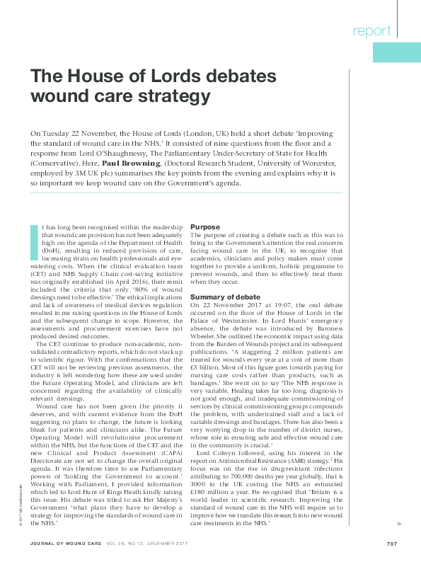 (PDF) The House of Lords debates wound care strategy