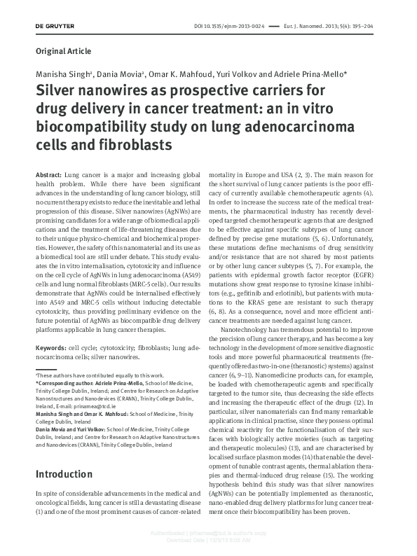 (PDF) Octreotide-conjugated silver nanoparticles for active targeting ...