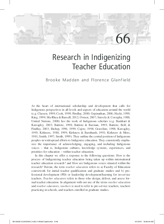 (PDF) Research in Indigenizing teacher education