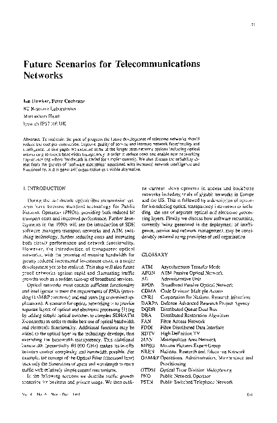 (PDF) Future Scenarios for Telecommunications Networks
