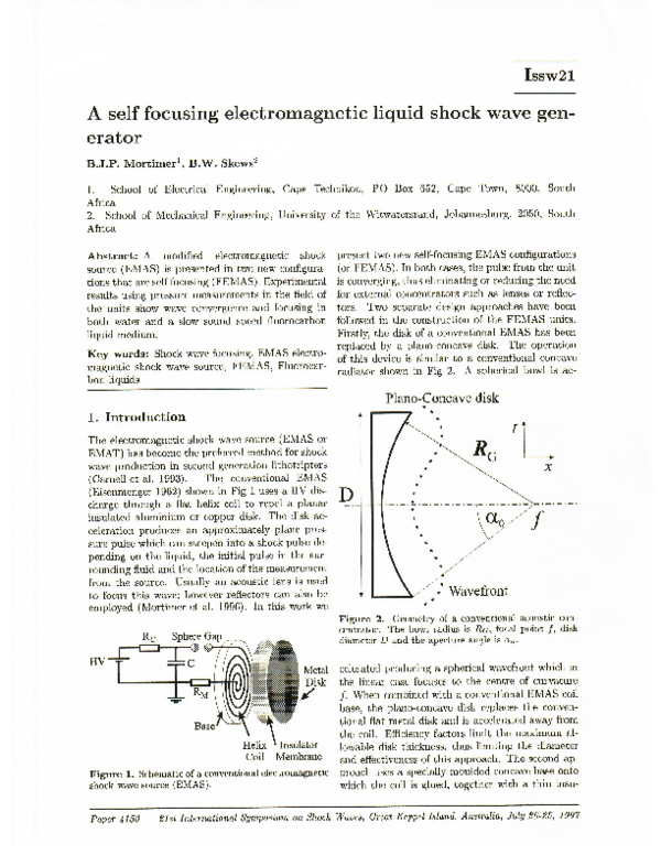 (PDF) A self focusing electromagnetic liquid shock wave generator