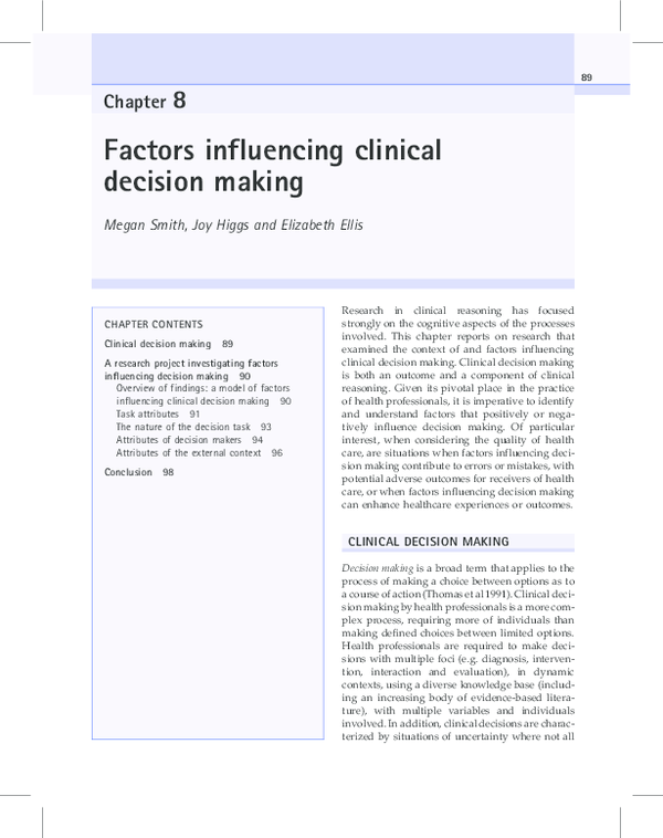 (PDF) Factors influencing clinical decision making