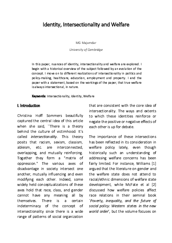(PDF) Identity, Intersectionality and Welfare
