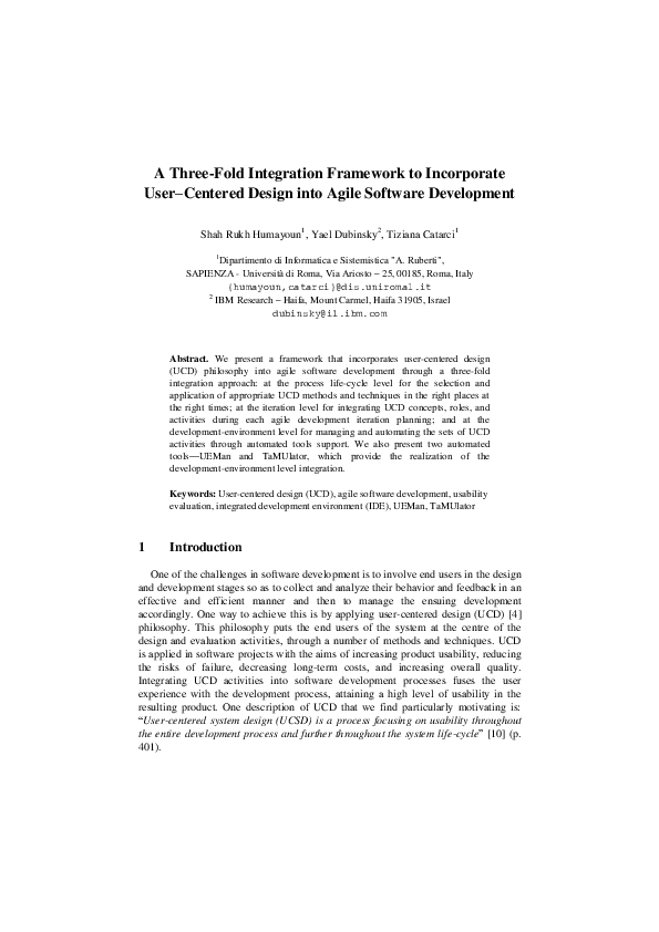 (PDF) A three-fold integration framework to incorporate user–centered design into agile software ...