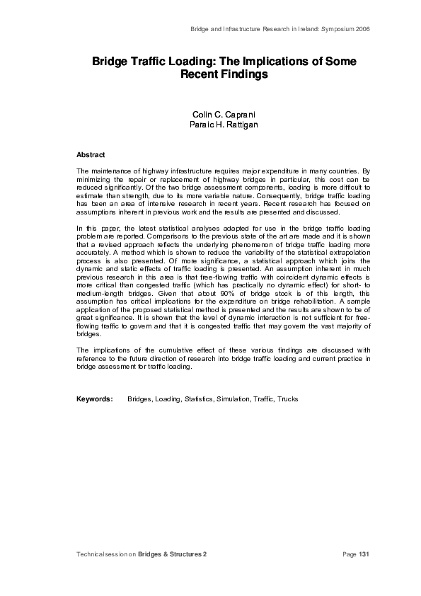 (PDF) Bridge traffic loading: the implications of some recent findings