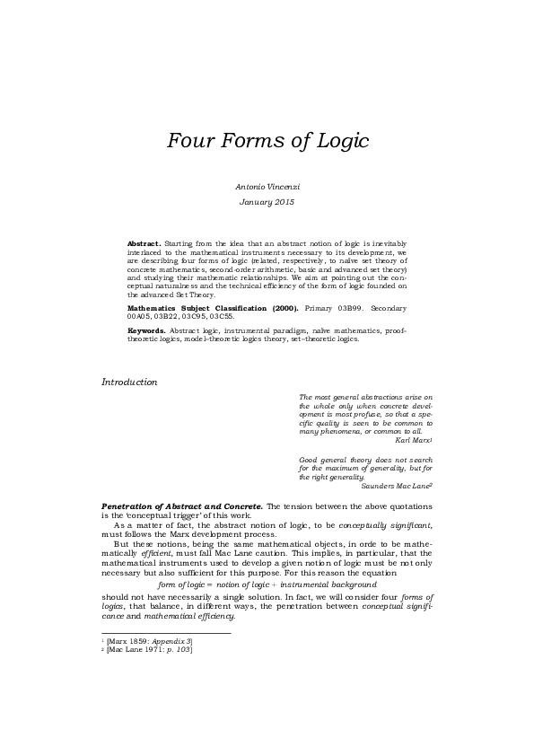 (PDF) Four Forms of Logic