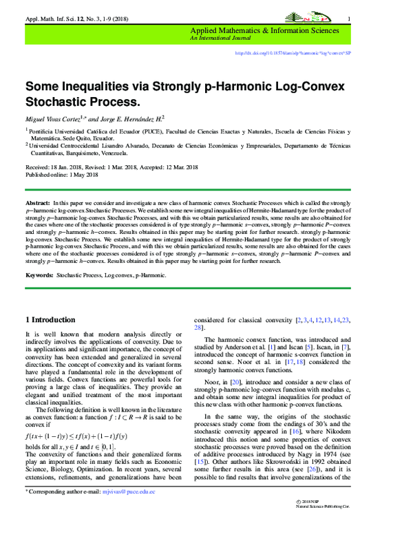 (PDF) Some Inequalities via Strongly p-Harmonic Log-Convex Stochastic Process