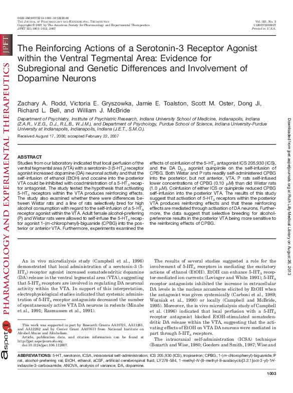 (PDF) The Reinforcing Actions of a Serotonin-3 Receptor Agonist within ...