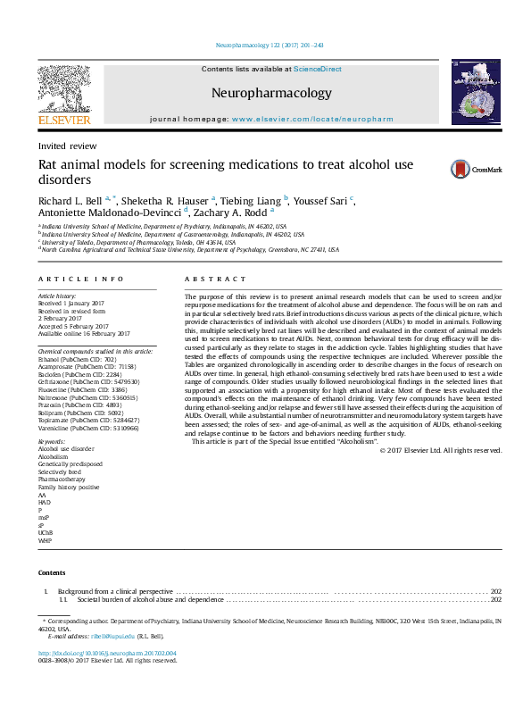 (PDF) Rat animal models for screening medications to treat alcohol use ...