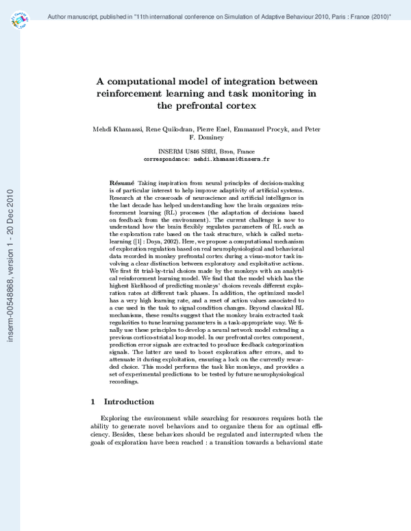 (PDF) A computational model of integration between reinforcement learning and task monitoring in ...