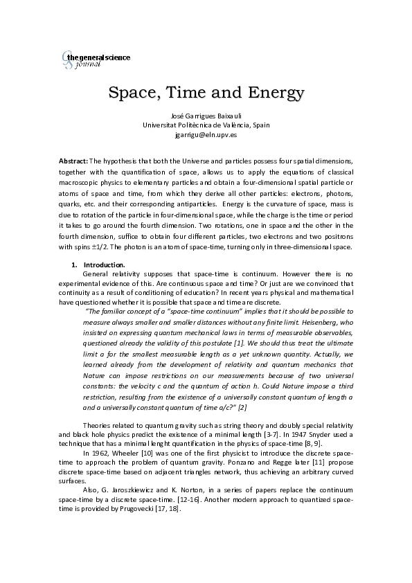 (PDF) SPACE TIME ENERGY