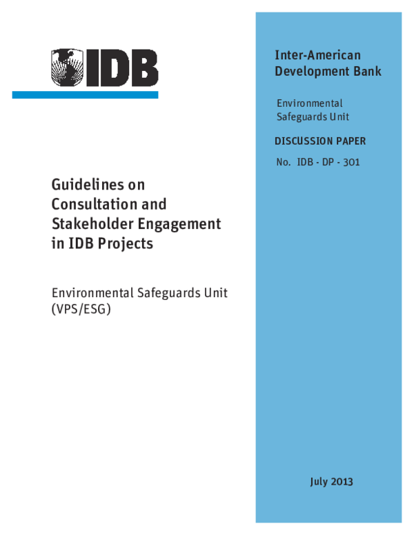 (PDF) Guidelines on Consultation and Stakeholder Engagement in IDB ...