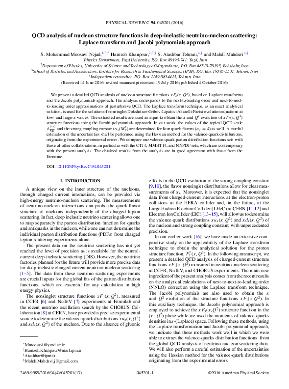 (PDF) QCD analysis of nucleon structure functions in deep-inelastic neutrino-nucleon scattering ...