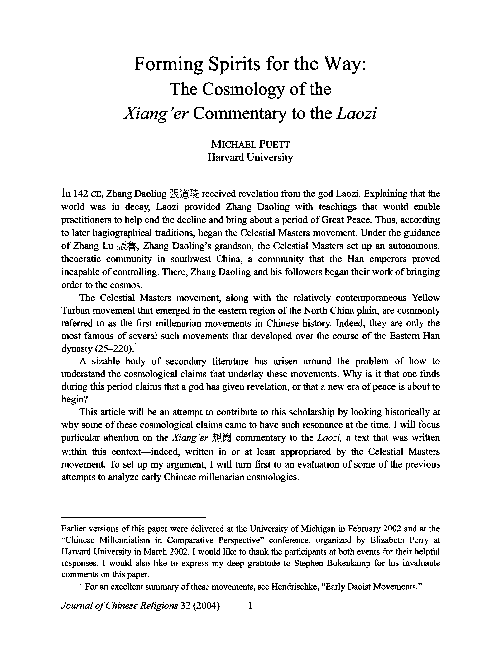 (PDF) “Forming Spirits for the Way: The Cosmology of the Xiang’er ...