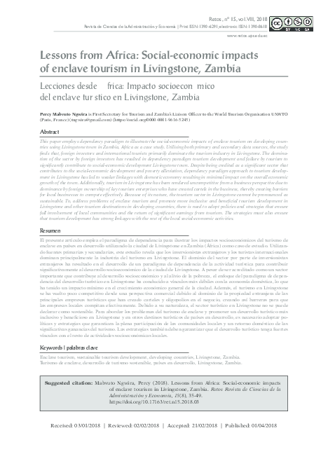 (PDF) Lessons from Africa: Social-economic impacts of enclave tourism ...