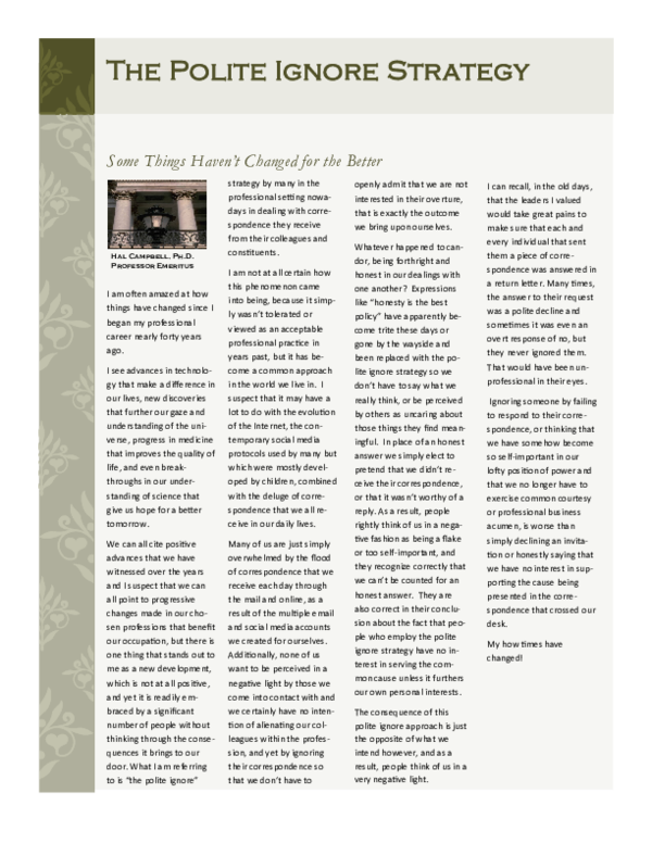 (PDF) The Polite Ignore Strategy