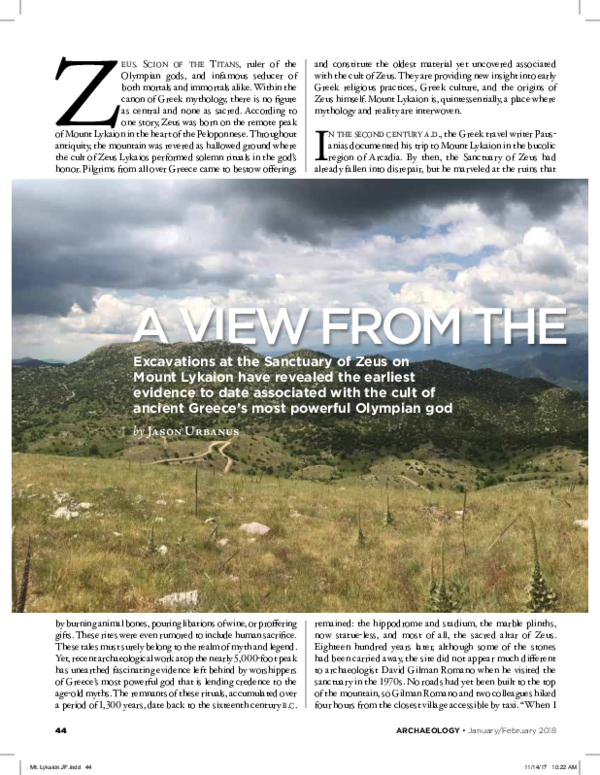 (PDF) Mt. Lykaion: A View from the Birthplace of Zeus
