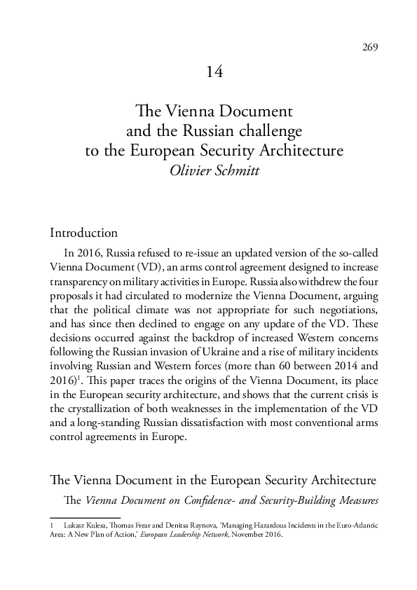 (PDF) The Vienna Document and the Russian challenge to the European ...