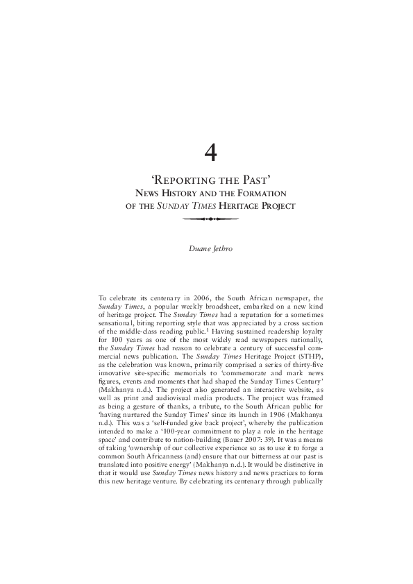 (PDF) Reporting the Past: News History and the Formation of the Sunday ...