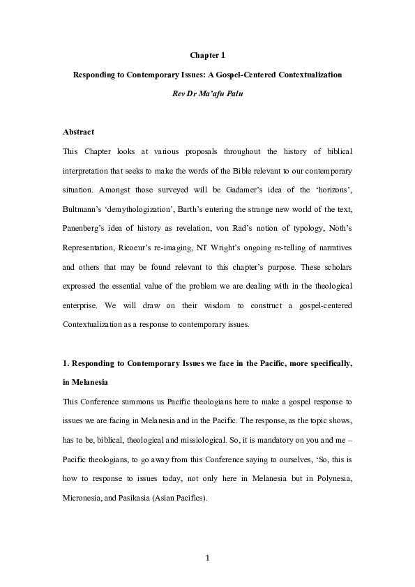 Pdf A Gospel Centered Contextualization