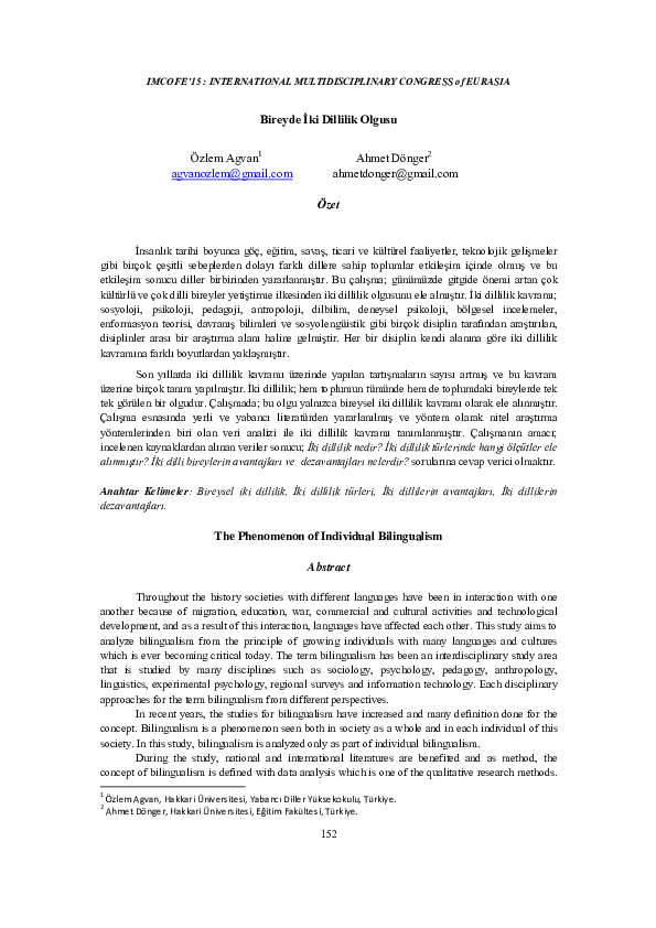 (PDF) IMCOFE'15 : INTERNATIONAL MULTIDISCIPLINARY CONGRESS of EURASIA ...