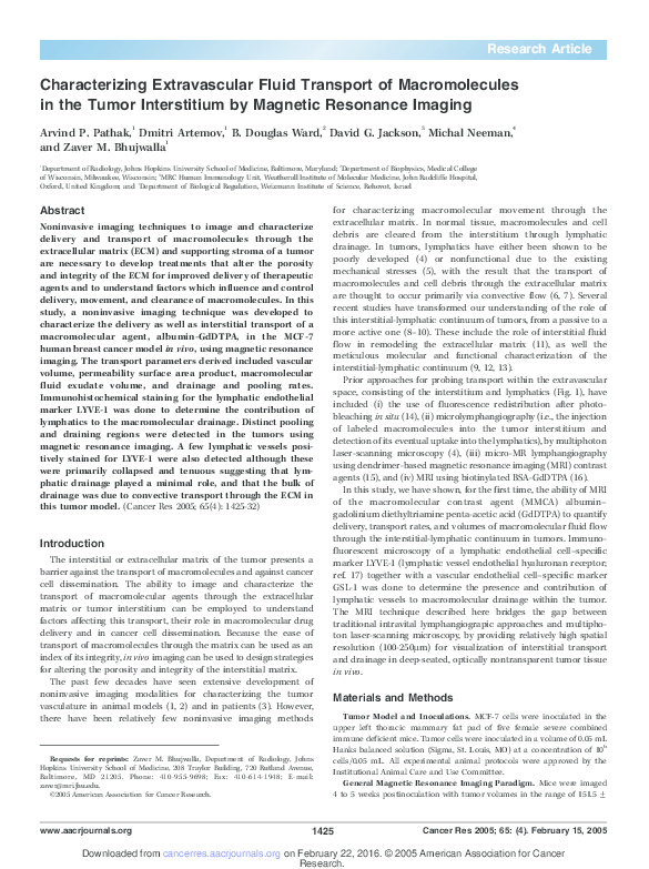 (PDF) Noninvasive Magnetic Resonance Imaging of Transport and ...