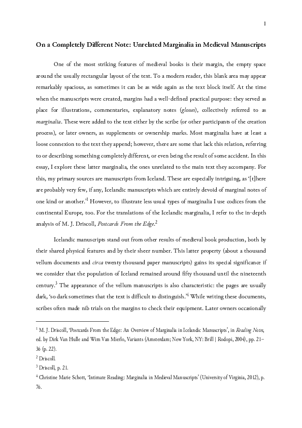 (PDF) On a Completely Different Note: Unrelated Marginalia in Medieval ...