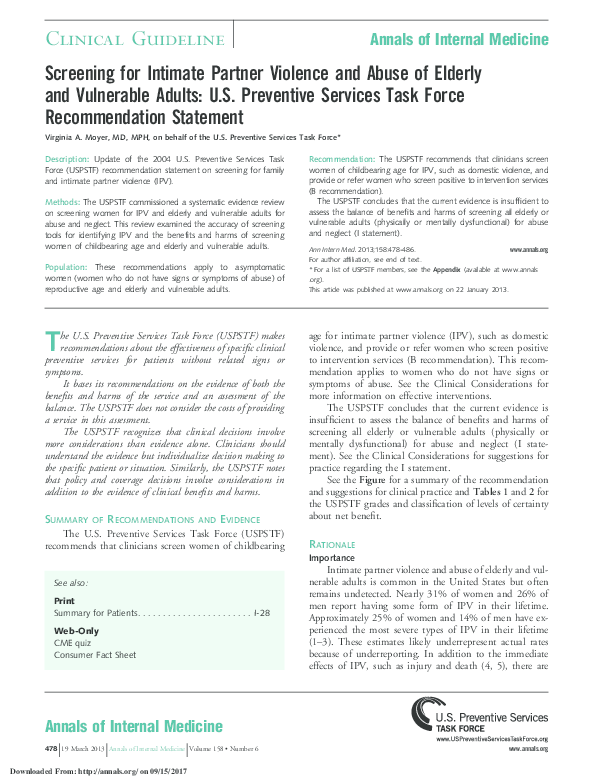 (PDF) Screening for Intimate Partner Violence and Abuse of Elderly and ...