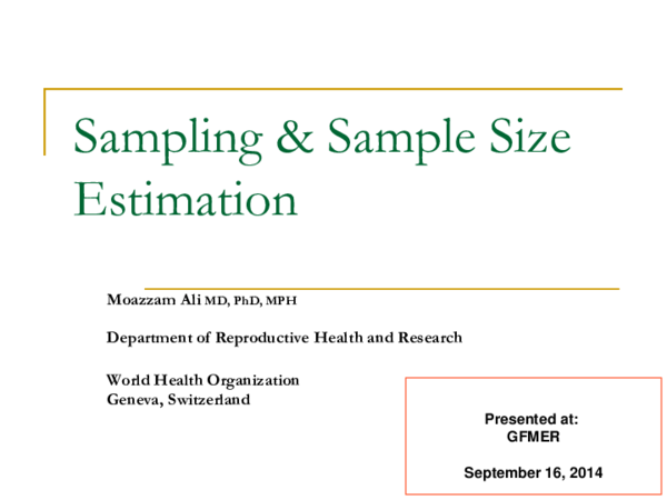 (PDF) Sampling & Sample Size Estimation