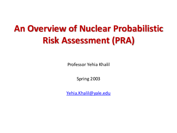 (PDF) An Overview of Nuclear Probabilistic Risk Assessment (PRA