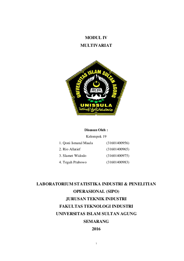 (PDF) Laporan Praktikum Statistika Industri Modul 4 tanjung
