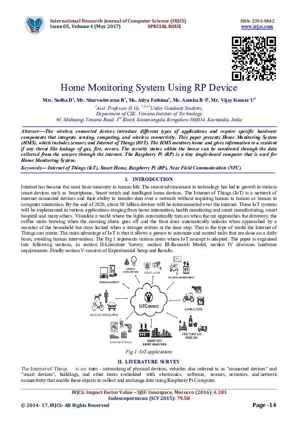 (PDF) Home Monitoring System Using RP Device | Vijay Specky - Academia.edu