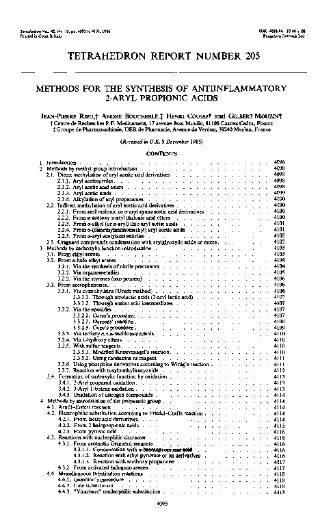 (PDF) TETRAHEDRON REPORT NUMBER 205 METHODS FOR THE SYNTHESIS OF ...