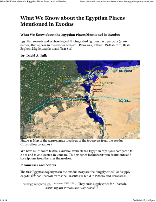 (PDF) What We Know about the Egyptian Places Mentioned in Exodus