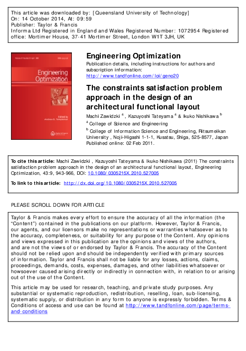 Pdf Engineering Optimization The Constraints Satisfaction Problem Approach In The Design Of An