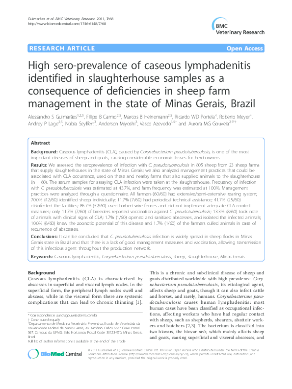 Pdf Clinical Case Of Caseous Lymphadenitis In A Goat Case Management