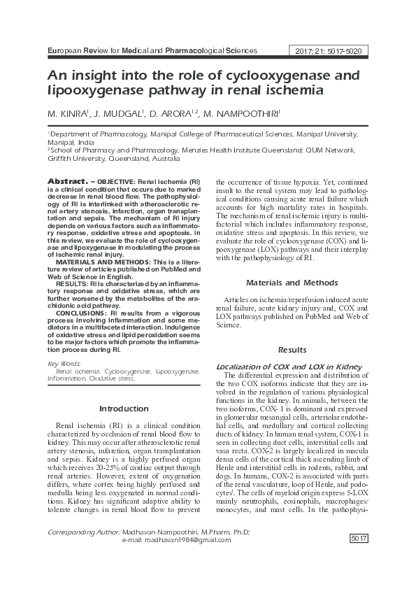 (PDF) An insight into the role of cyclooxygenase and lipooxygenase ...