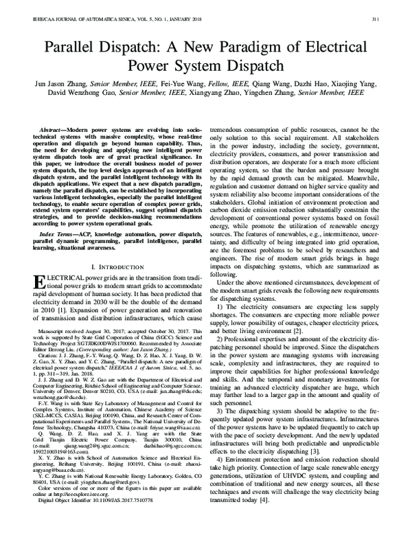 Pdf Parallel Dispatcha New Paradigm Of Electrical Power System Dispatch