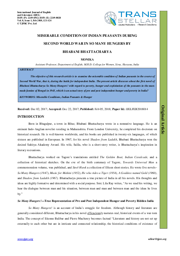 (PDF) MISERABLE CONDITION OF INDIAN PEASANTS DURING SECOND WORLD WAR IN ...