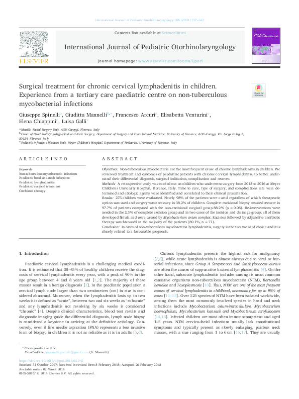(PDF) Acute, subacute, and chronic cervical lymphadenitis in children ...