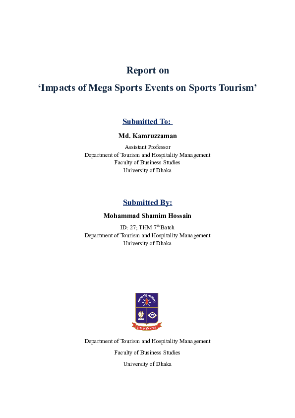 (DOC) 'Impacts of Mega Sports Events on Sports Tourism' Submitted To ...
