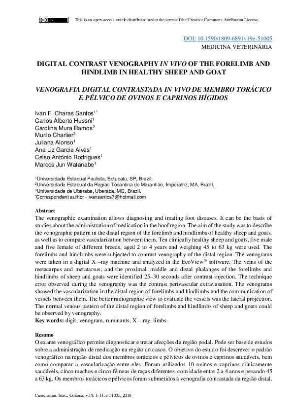 (PDF) DIGITAL CONTRAST VENOGRAPHY IN VIVO OF THE FORELIMB AND HINDLIMB IN HEALTHY SHEEP AND GOAT ...
